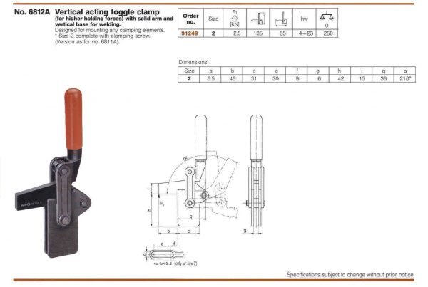 کلمپ دستی قوی عمودی مدل 6812A ساخت AMF آلمان - شرکت پشتیبانی صنایع ایران